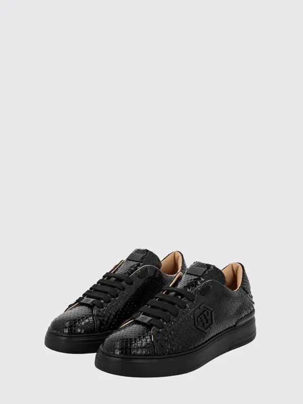 Philipp Plein Python Effect Leather Low Top Sneakers