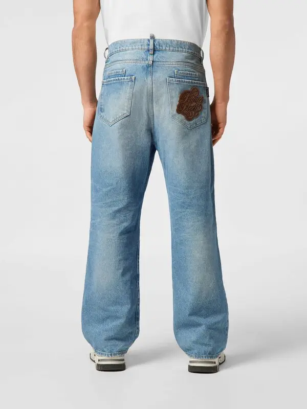 Philipp Plein Wide Leg Cotton Jeans