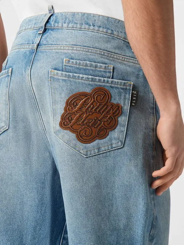 Philipp Plein Wide Leg Cotton Jeans