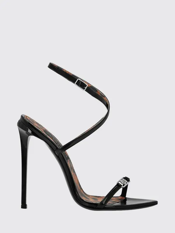 Philipp Plein Patent Leather Stiletto Sandals - Black