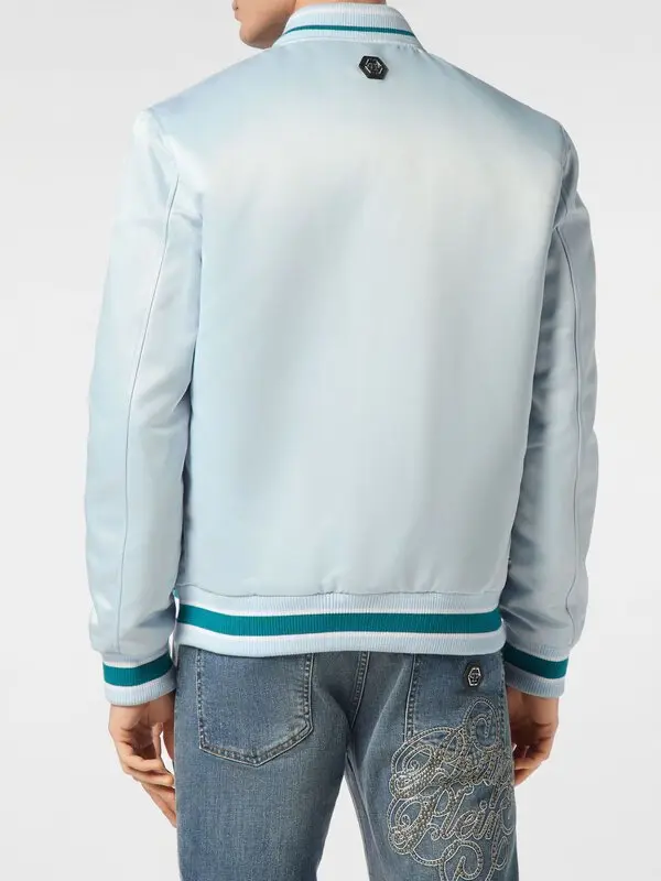 Philipp Plein Satin Bomber With Rhinestone Logo