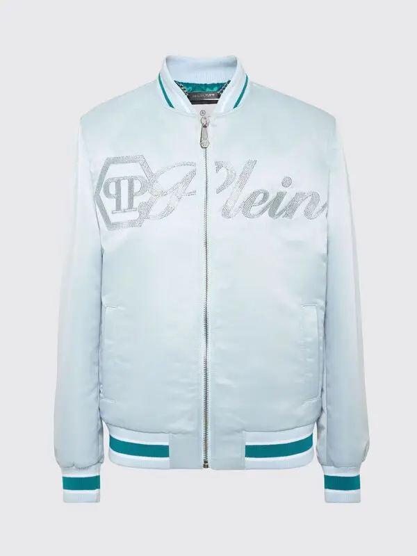 Philipp Plein Satin Bomber With Rhinestone Logo