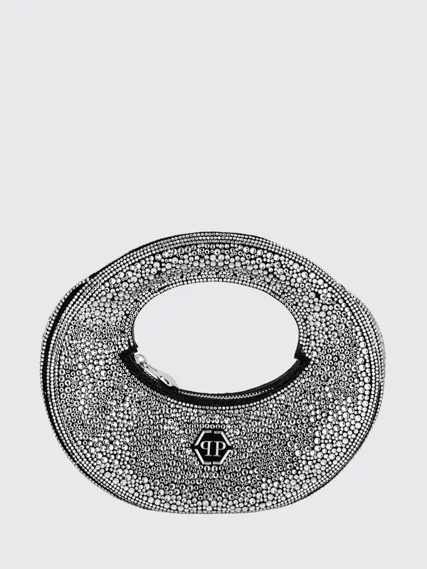 Philipp Plein Suede Bag With Rhinestones - Black