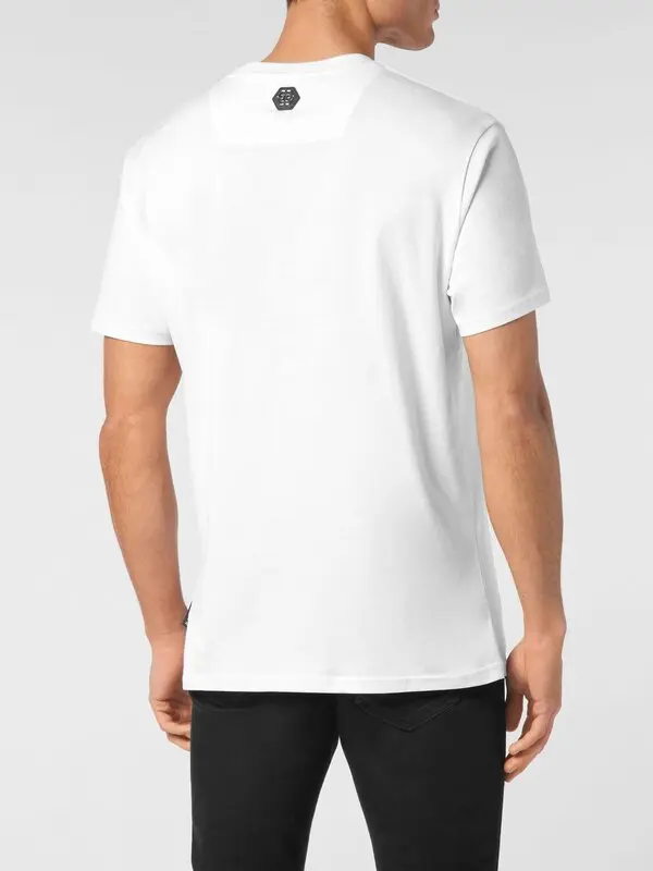 Philipp Plein Skull Cotton T-shirt With Rhinestone Logo - White