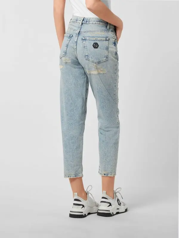 Philipp Plein Distressed Cropped Jeans