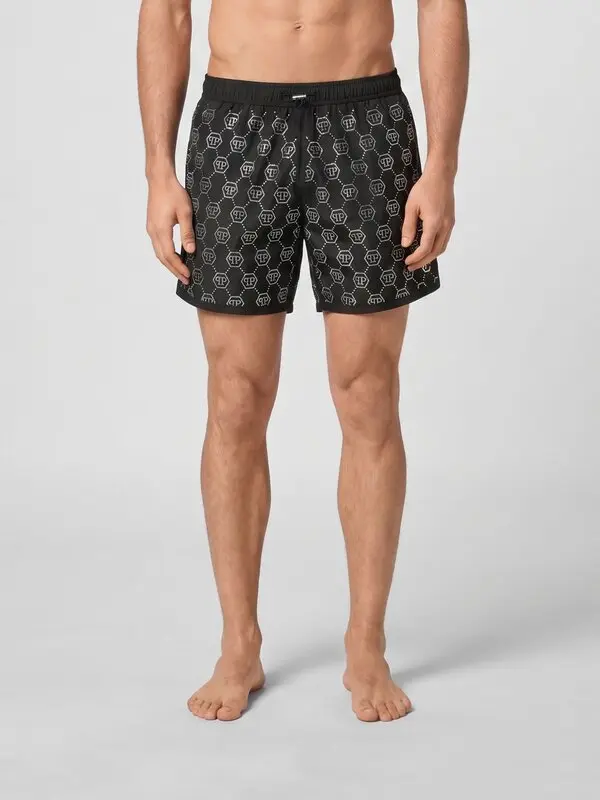 Philipp Plein Embellished Swim Trunks - Black 1