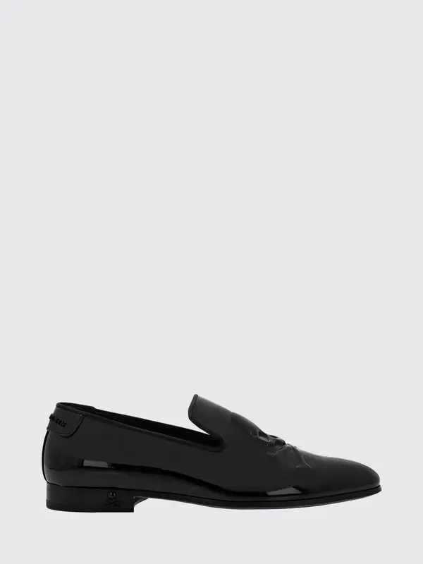 Philipp Plein Patent Leather Loafers With Embossed Skull - Black