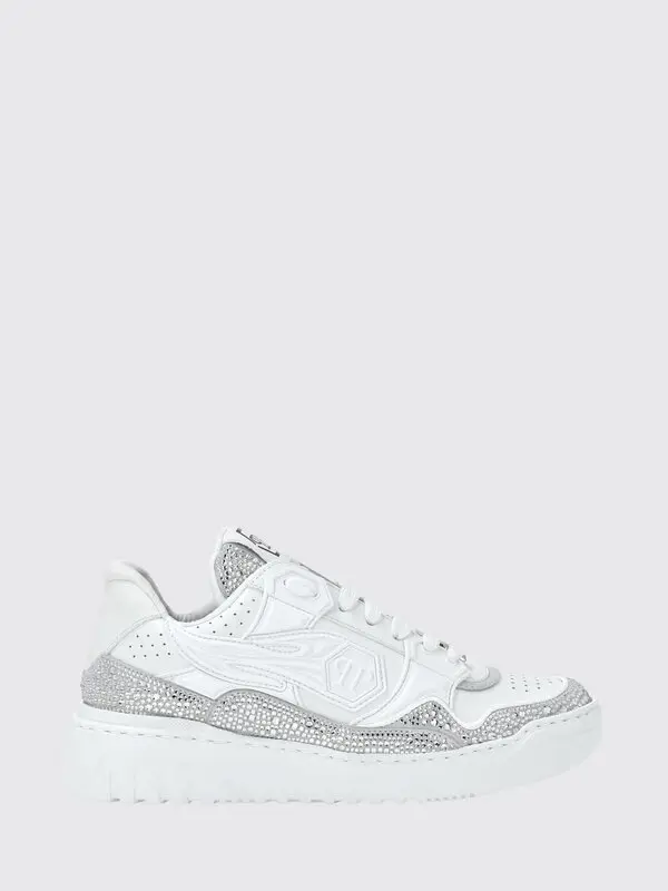 Philipp Plein Embellished Leather Low Top Sneakers - White