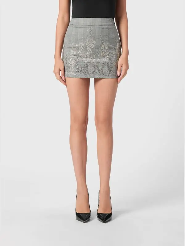Philipp Plein Embellished Checkered Mini Skirt