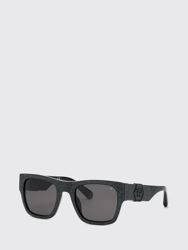 Philipp Plein Rhinestone Acetate Rectangle Sunglasses - Black