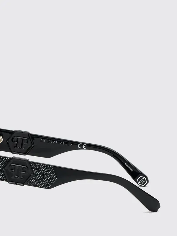 Philipp Plein Rhinestone Acetate Rectangle Sunglasses