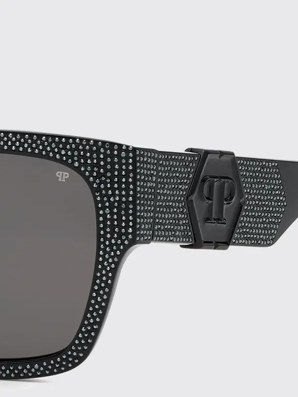 Philipp Plein Rhinestone Acetate Rectangle Sunglasses