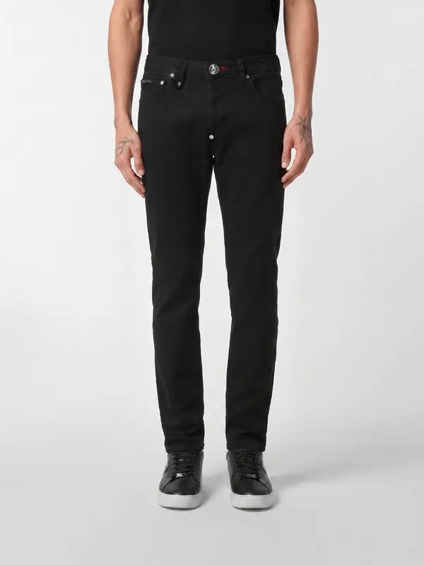 Philipp Plein Embellished Skull Jeans - Black