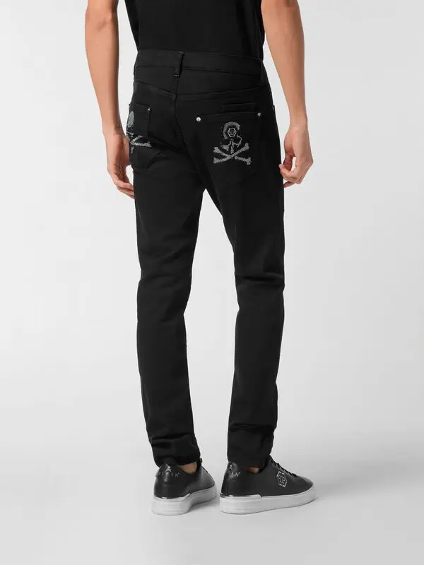 Philipp Plein Embellished Skull Jeans - Black