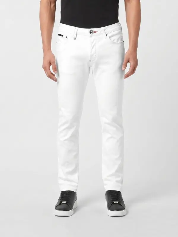 Philipp Plein Embellished Skull Jeans - White