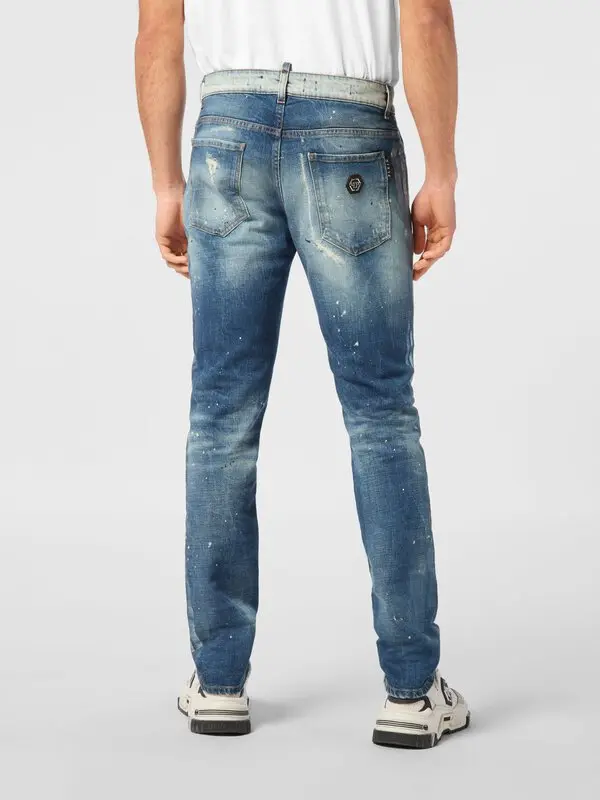 Philipp Plein Slim Fit Jeans With Abstract Pattern