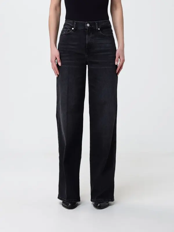 7 For All Mankind Cotton Denim Wide Jeans