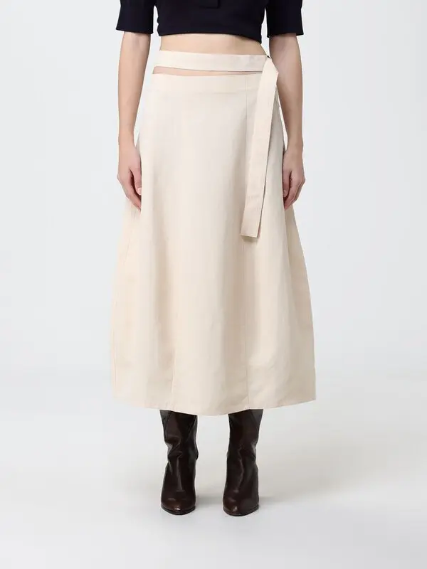 Studio Nicholson Linen Blend Wrap Midi Skirt - Natural