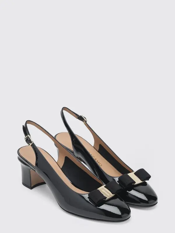 FERRAGAMO Vara Patent Leather Slingback Pumps - Black