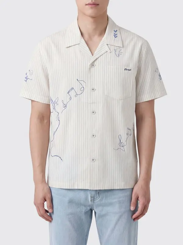 DUNST Printed Casual Cotton Blend Shirt - White