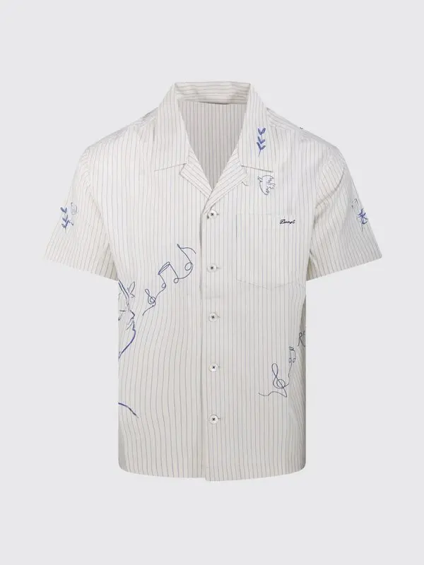 DUNST Printed Casual Cotton Blend Shirt - White