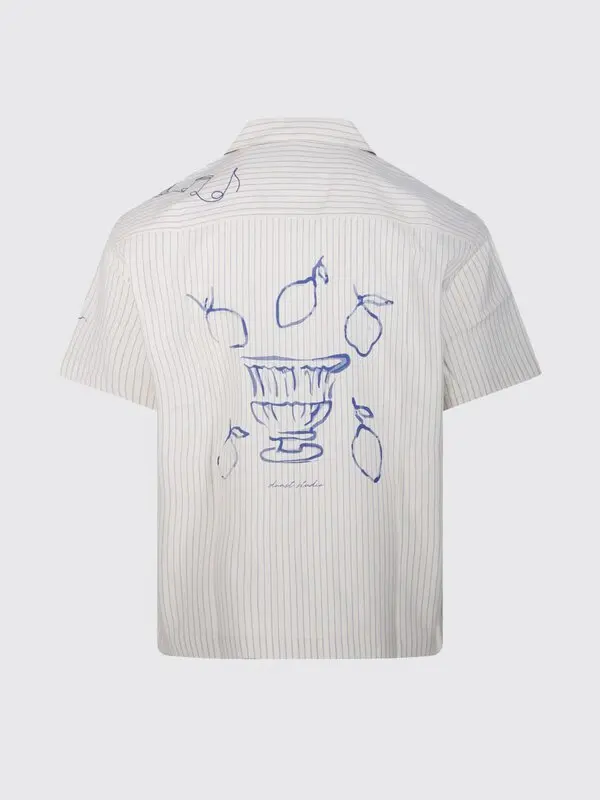 DUNST Printed Casual Cotton Blend Shirt - White