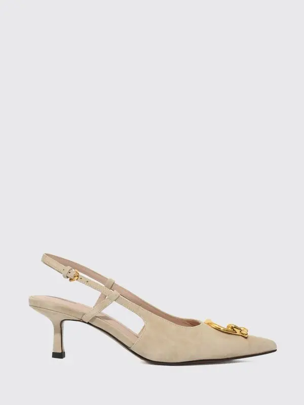 COCCINELLE Slingback Pumps With Gold Tone Detail - Beige