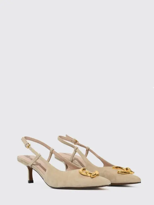 COCCINELLE Slingback Pumps With Gold Tone Detail - Beige