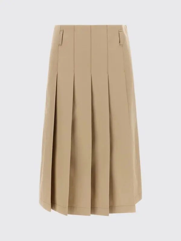 A.p.c. Pleated Cotton Midi Skirt - Beige
