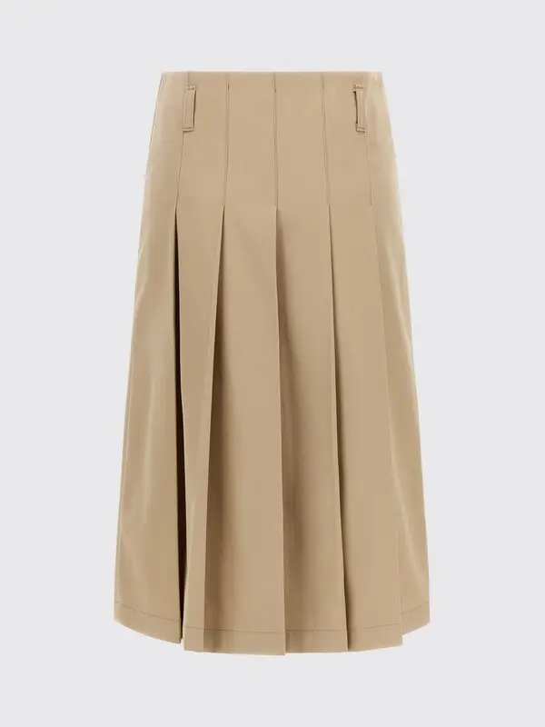 A.p.c. Pleated Cotton Midi Skirt - Beige