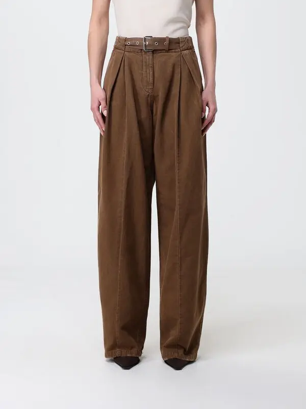 Blumarine Wide Leg Cotton Trousers - Brown