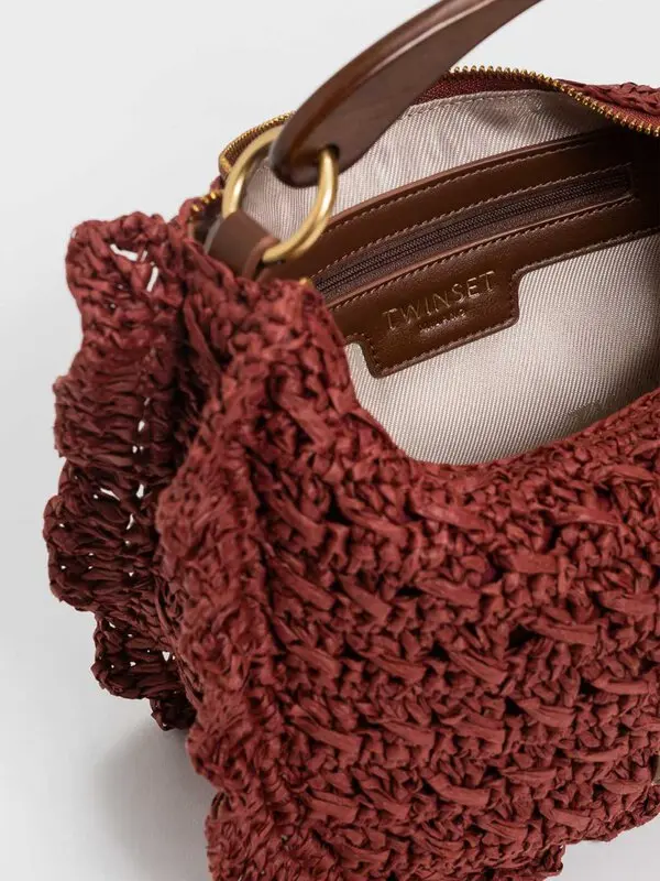 TWINSET Crochet Raffia Shoulder Bag