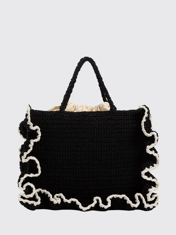 TWINSET Crochet Cotton Bag With Ruffles And Drawstring Closure