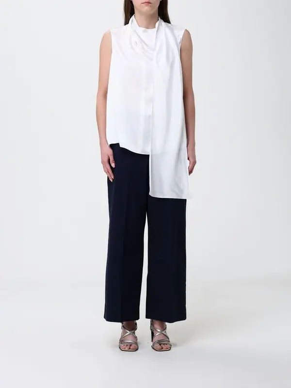 Max Mara Sleeveless Scarf Collar Blouse - White