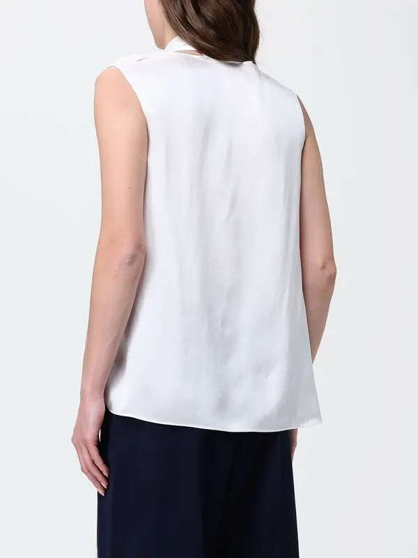 Max Mara Sleeveless Scarf Collar Blouse - White