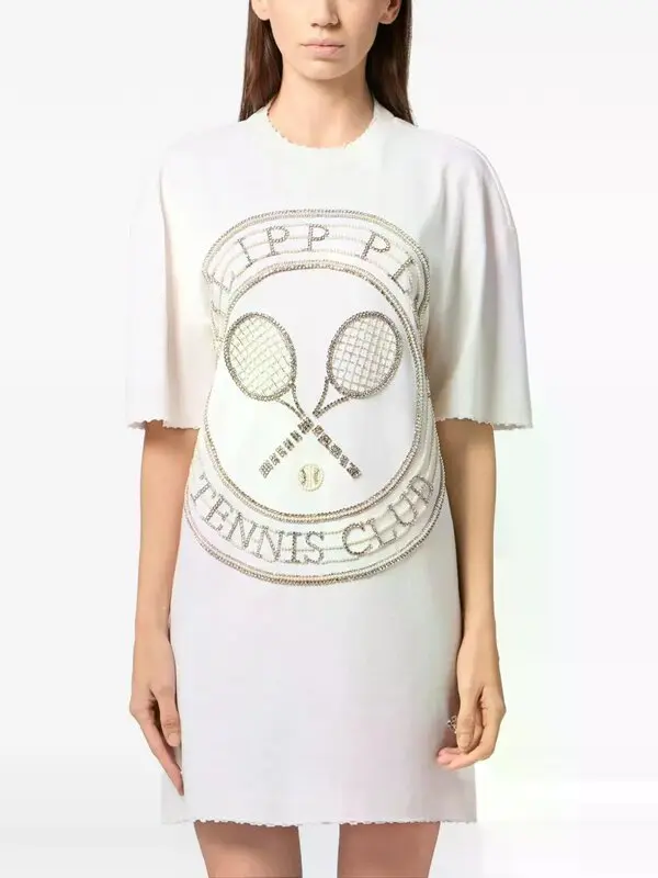 Philipp Plein Tennis Club Rhinestone Embellishment Dress
