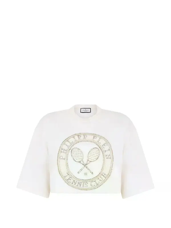 Philipp Plein Embellished Cropped T-shirt - Neutrals