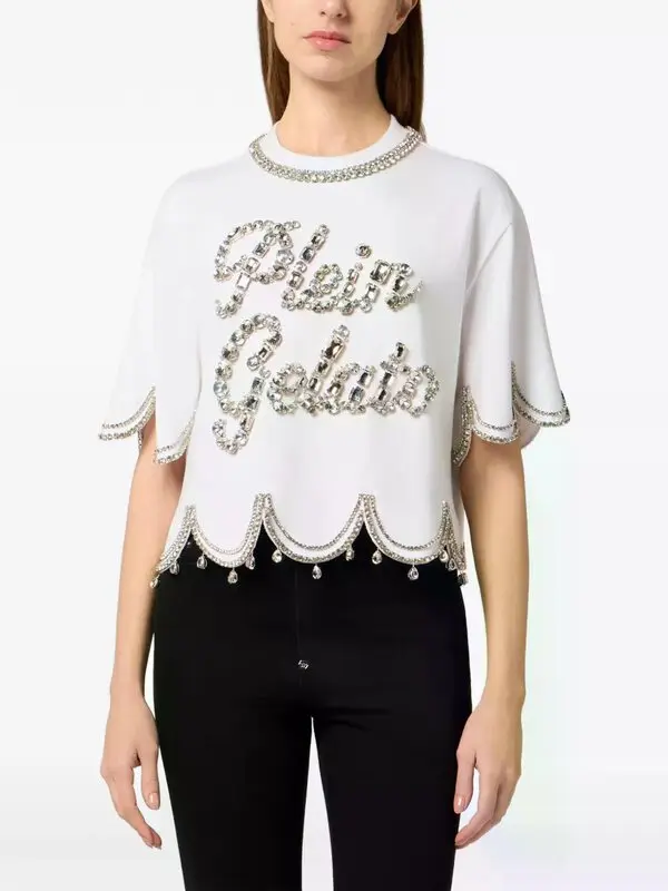 Philipp Plein Crystal Waves Cropped T-shirt