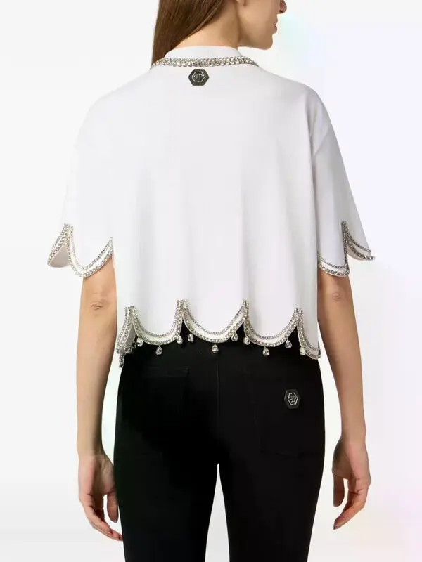 Philipp Plein Crystal Waves Cropped T-shirt
