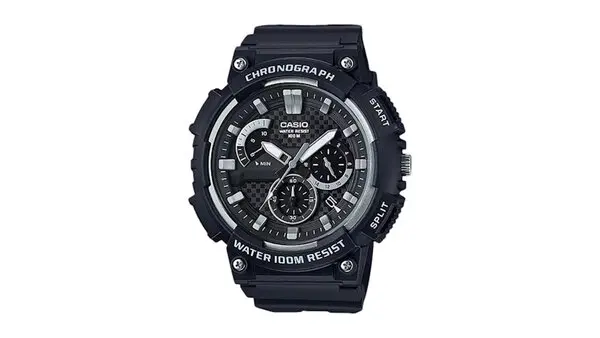 Casio Chronograph Sports Watch With Black Dial - Rubber