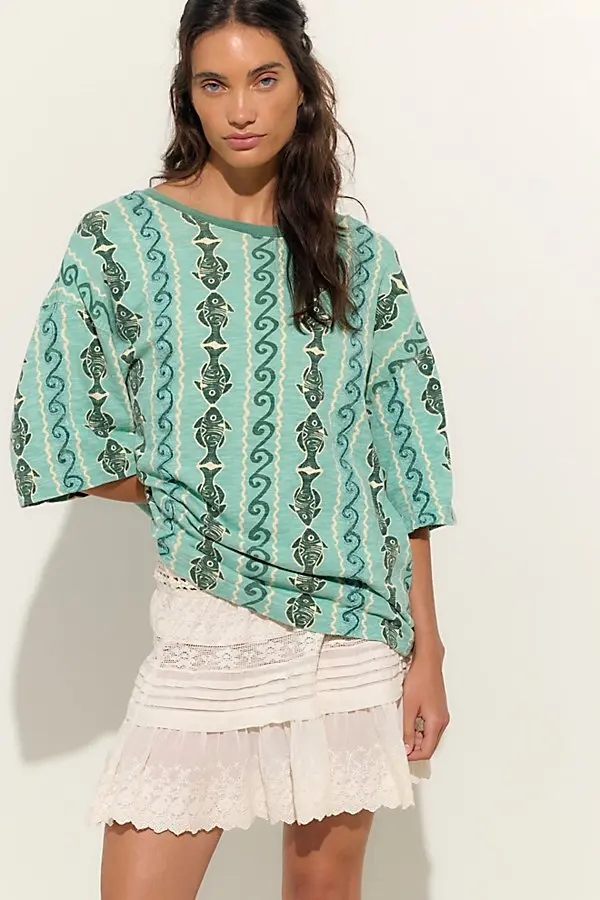Free People We The Free The Sea Tee - Splash Blue Combo
