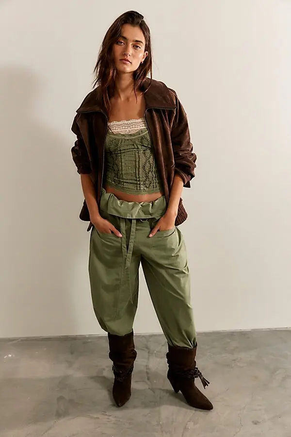 Free People Intimately "lost In Cali" Cami With Lace And Sequins - Capulet Olive