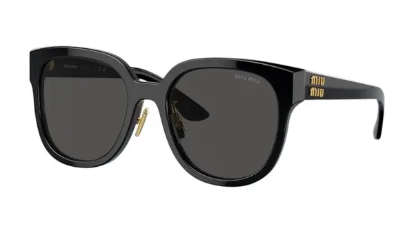 Miu Miu Logo Detail Irregular Sunglasses - Black