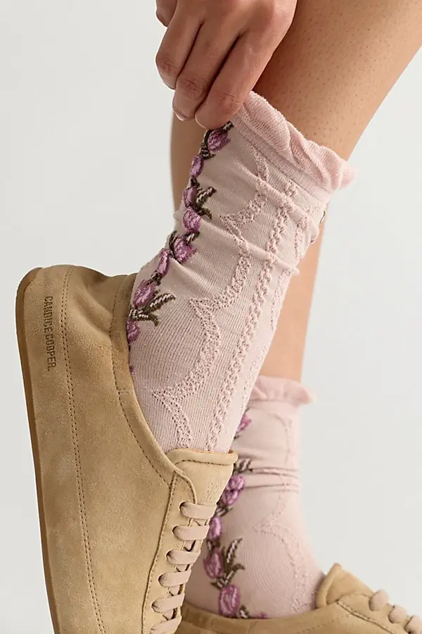 Free People Wildflower Trouser Socks - Peach