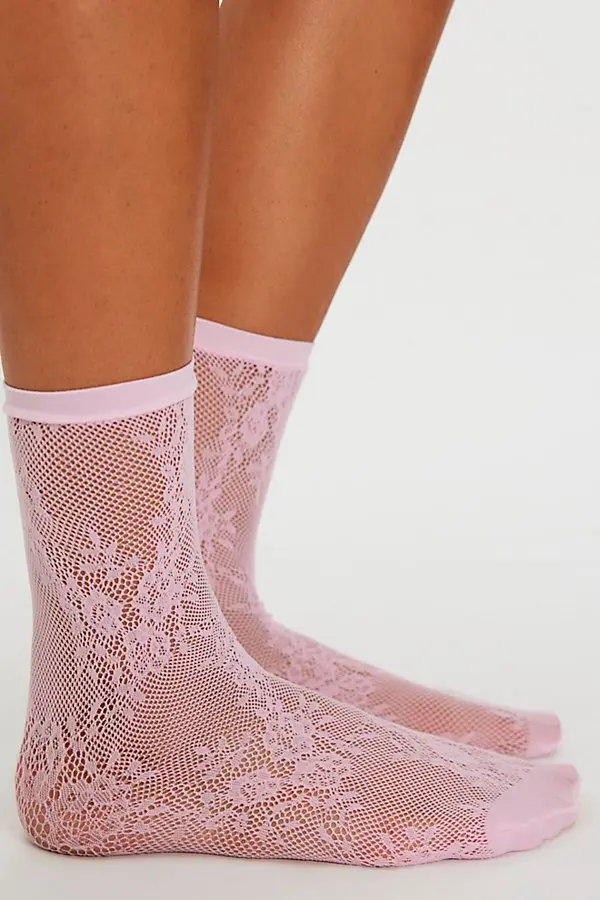 Free People Layla Lace Socks - Pink