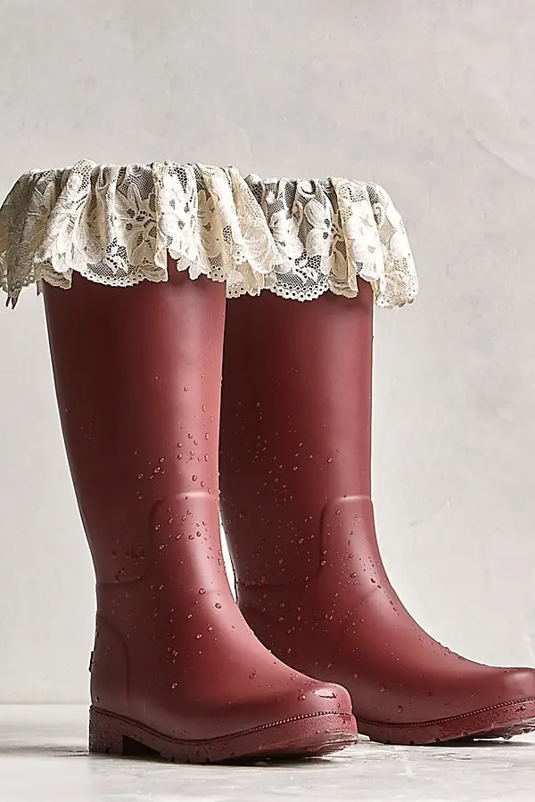 For Love & Lemons Brigitta Tall Rain Boots - Russet