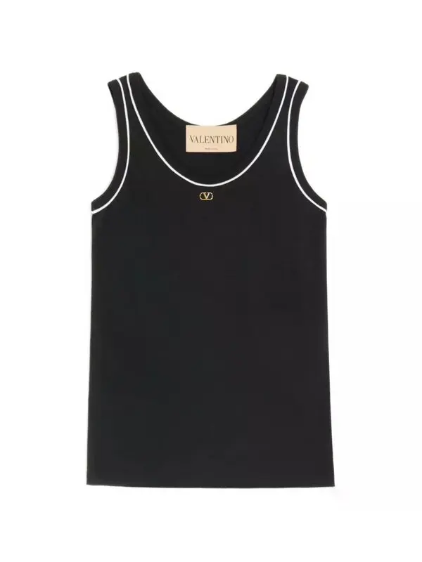 Valentino Garavani Cotton Jersey Vlogo Top - Black