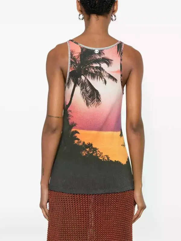 Rabanne Graphic Print Ribbed Tank Top