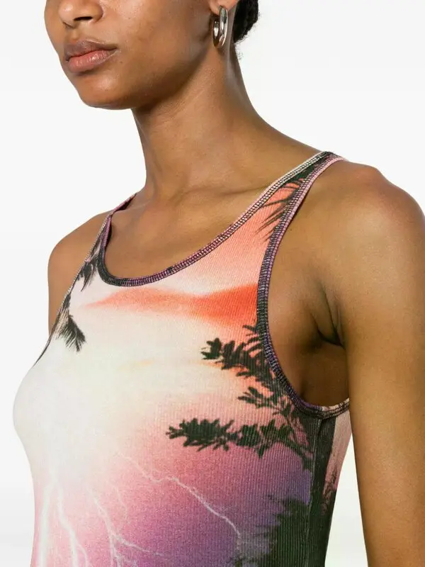 Rabanne Graphic Print Ribbed Tank Top