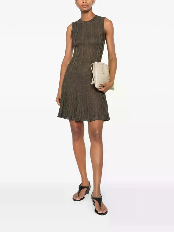 Federica Tosi Ribbed Knit Sleeveless Mini Dress - Brown